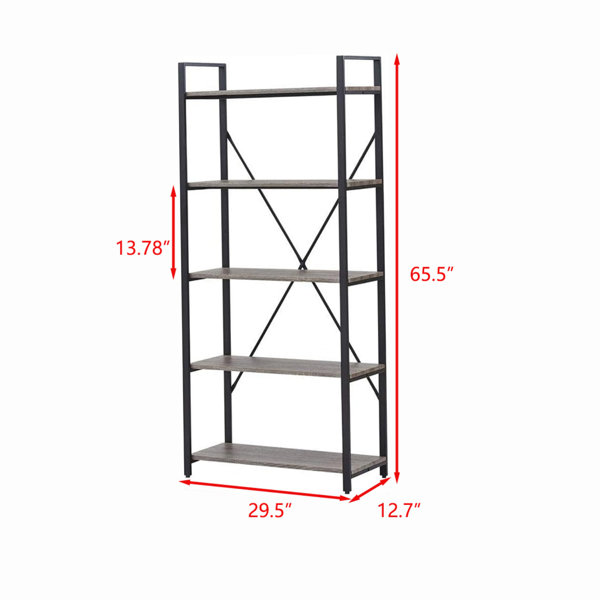 Ameriwood 5 Tier Industrial Bookshelf | Wayfair